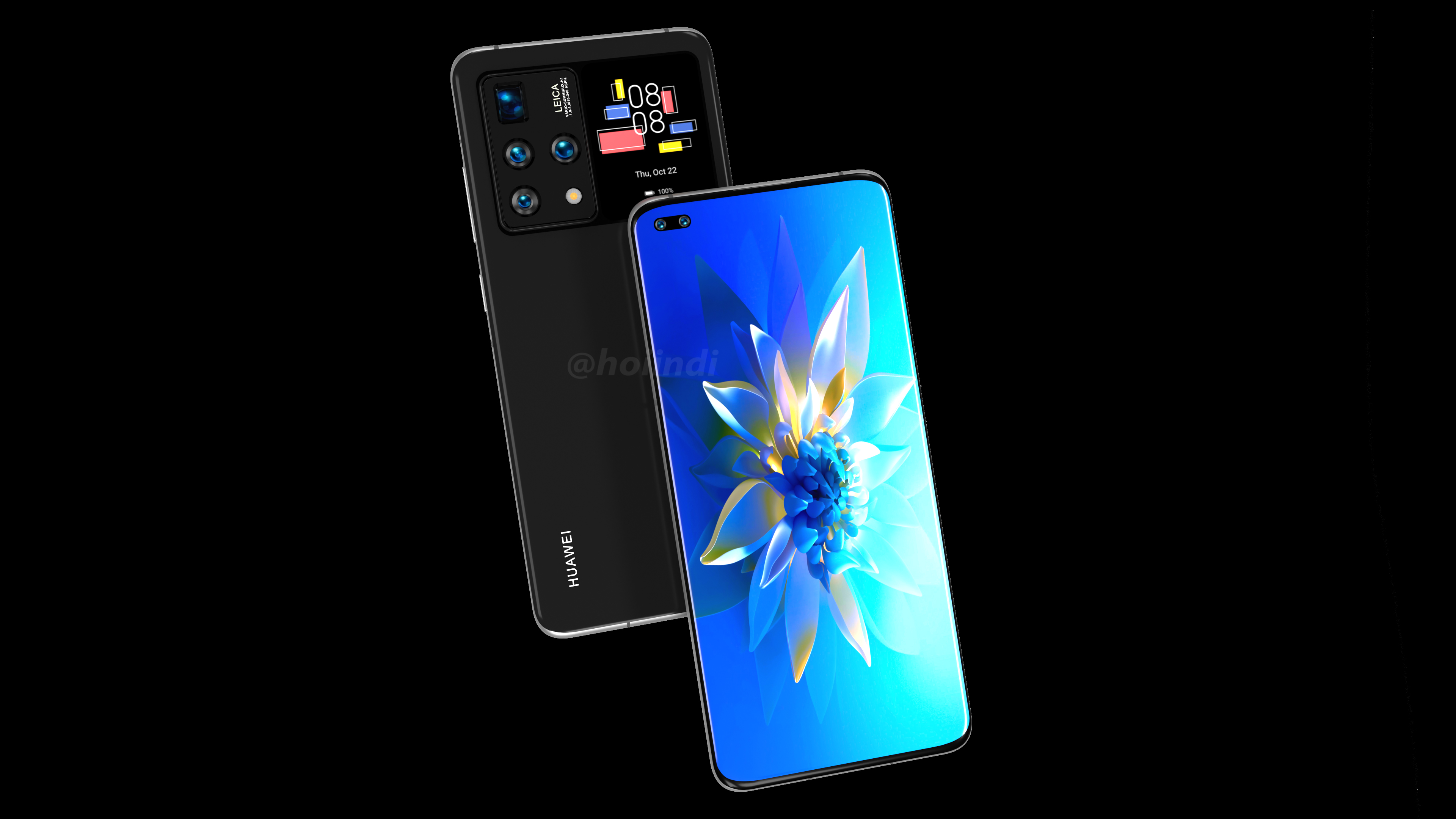 Les rendus présentent le smartphone Huawei avec une configuration à ...